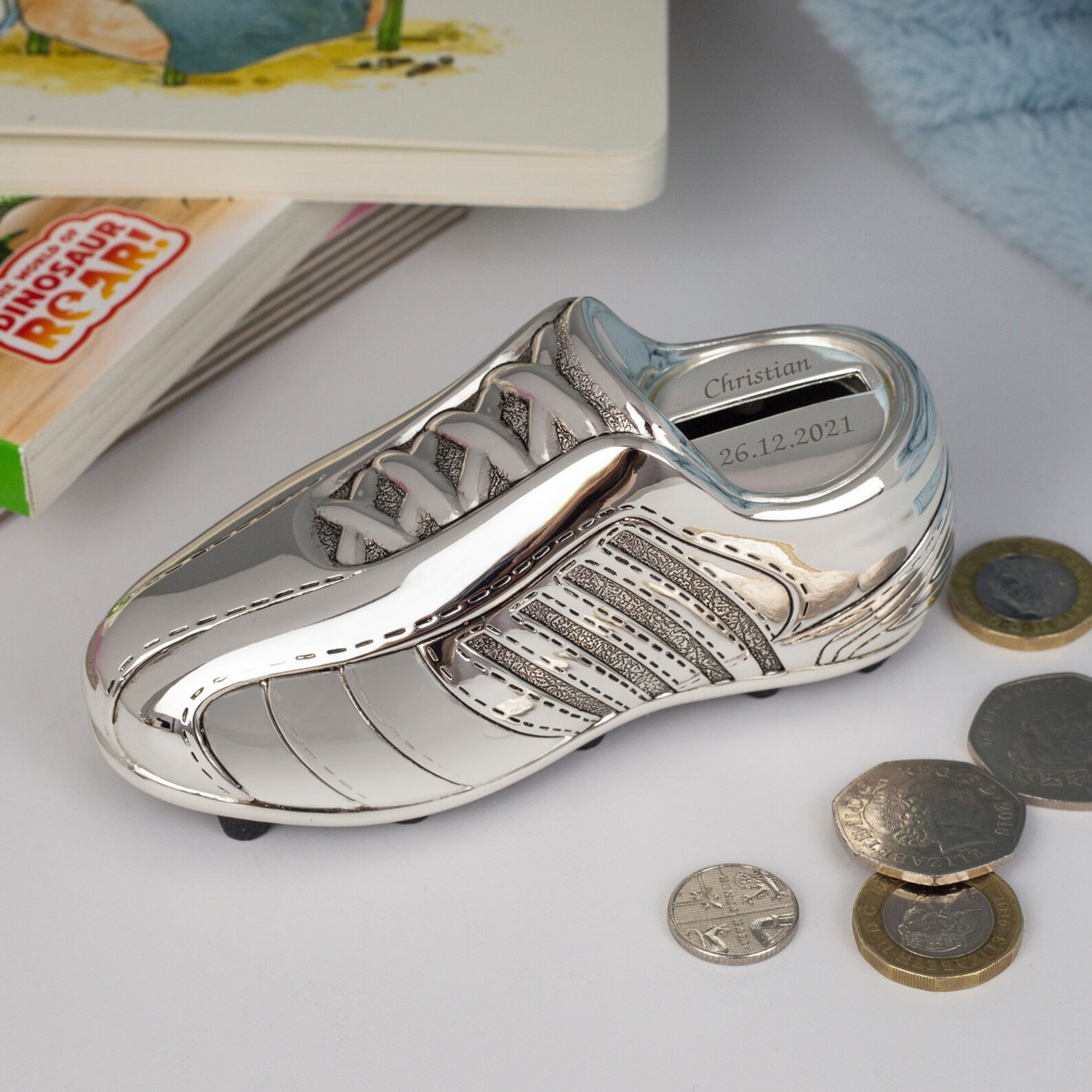 Personalised Football Shoe Money Box for Boys Christening New - Etsy UK