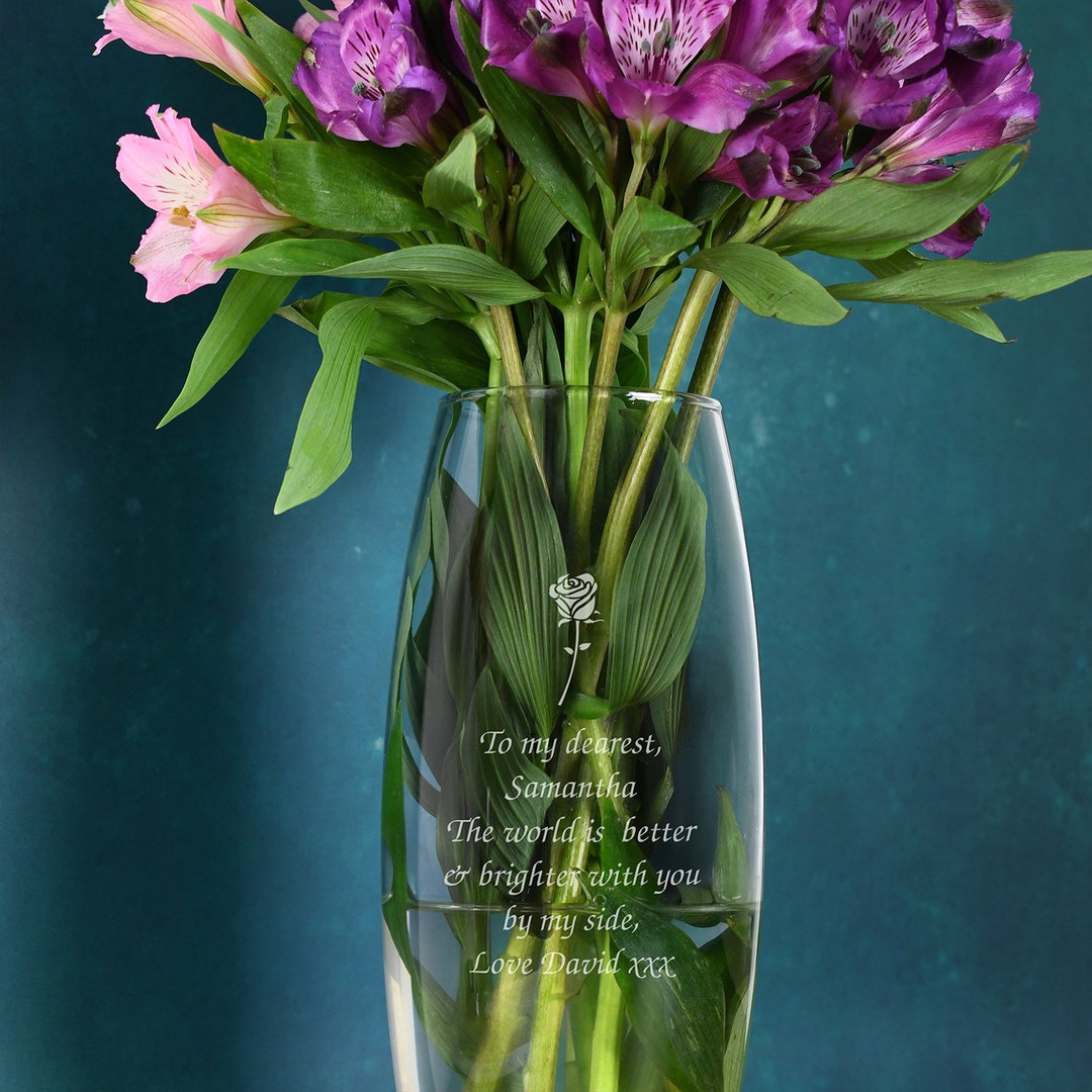 Personalised Rose Glass Bullet Vase Vases 26cm Gifts Ideas for Her ...