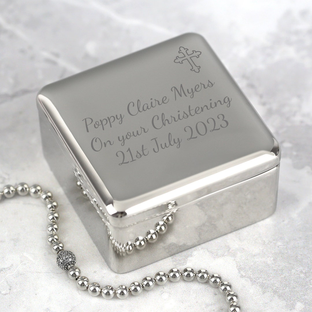 Personalised Cross Square Trinket Box Gifts Ideas for First 1st Holy ...