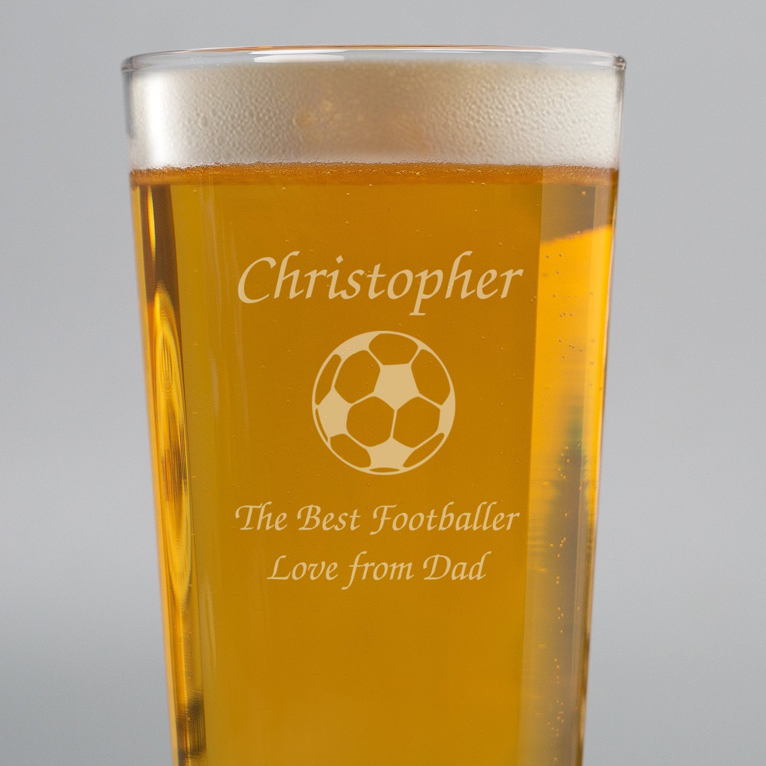 Personalised Pint Glass Football Design Gifts Ideas for Him Mens Boys ...