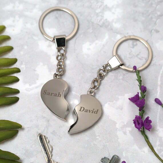 Personalised Pair of Hearts Keyrings Key Rings Gifts Ideas for | Etsy UK