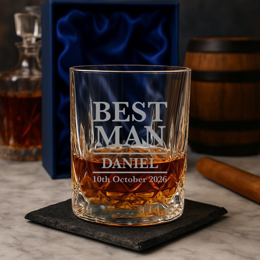 Personalised Best Man Crystal Panel Whisky Tumbler Wedding Favour Thank ...