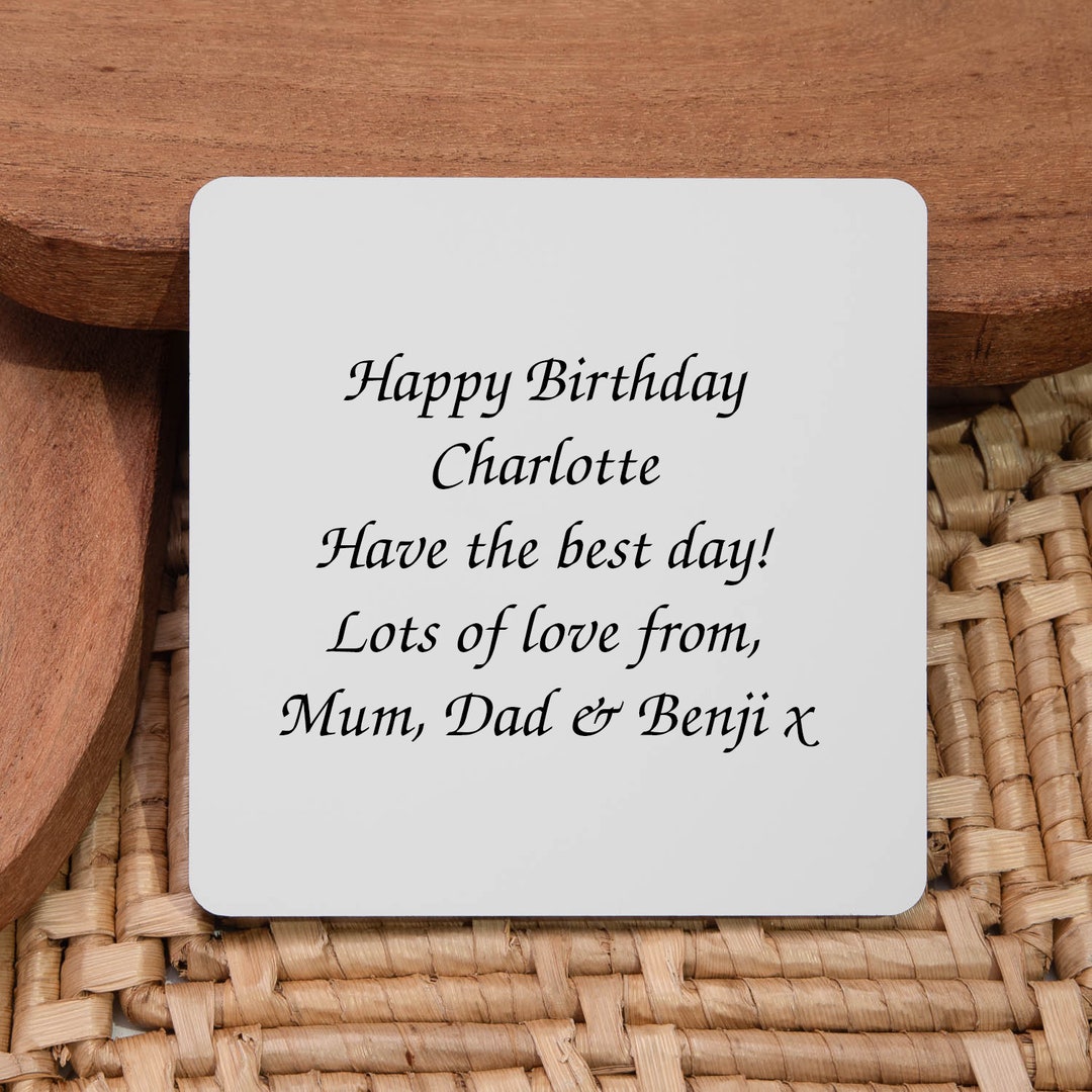Personalised Message Acrylic Coaster UV Printed Any Text Square Round ...