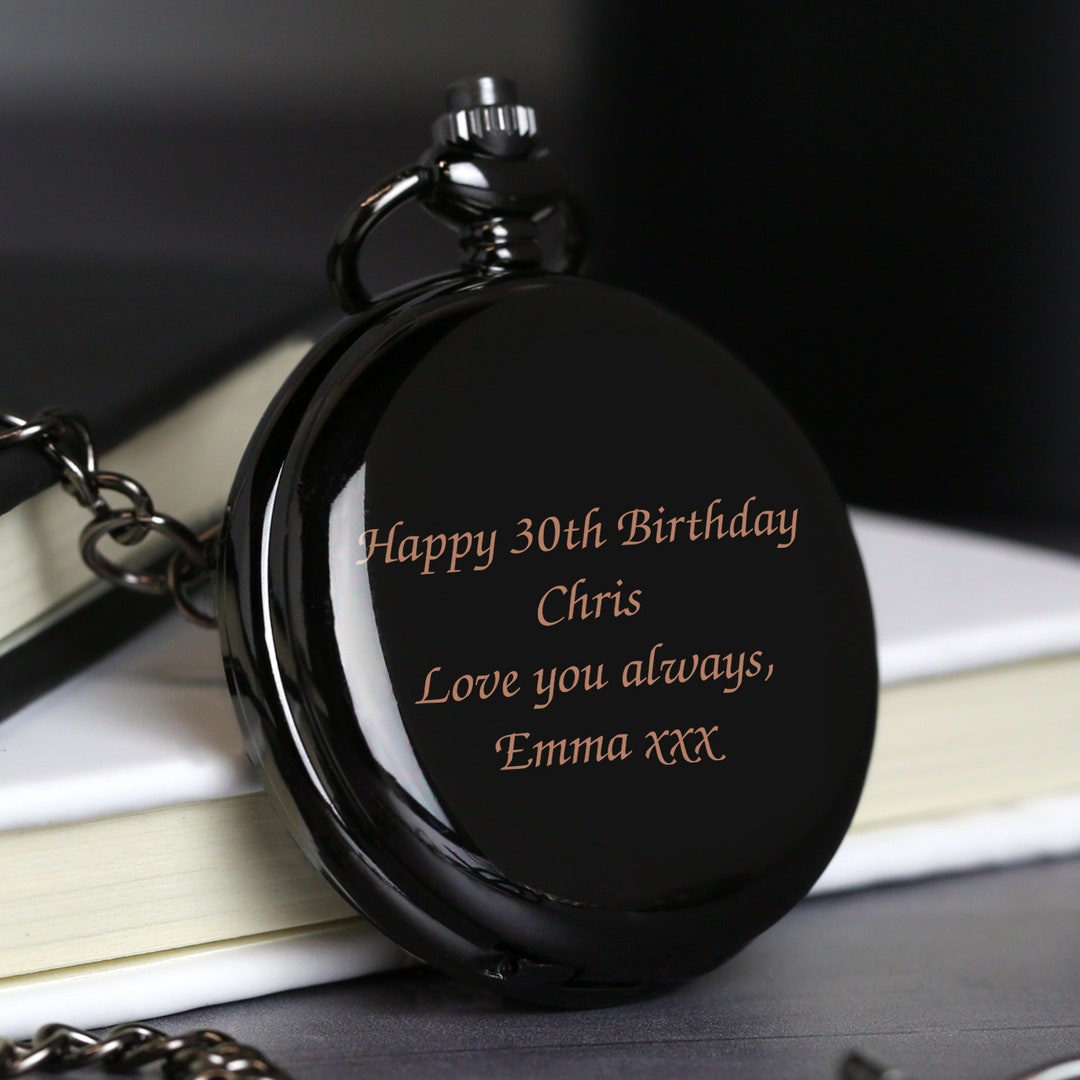 Personalised Engraved Black Pocket Fob Watch Gifts Ideas Presents for ...