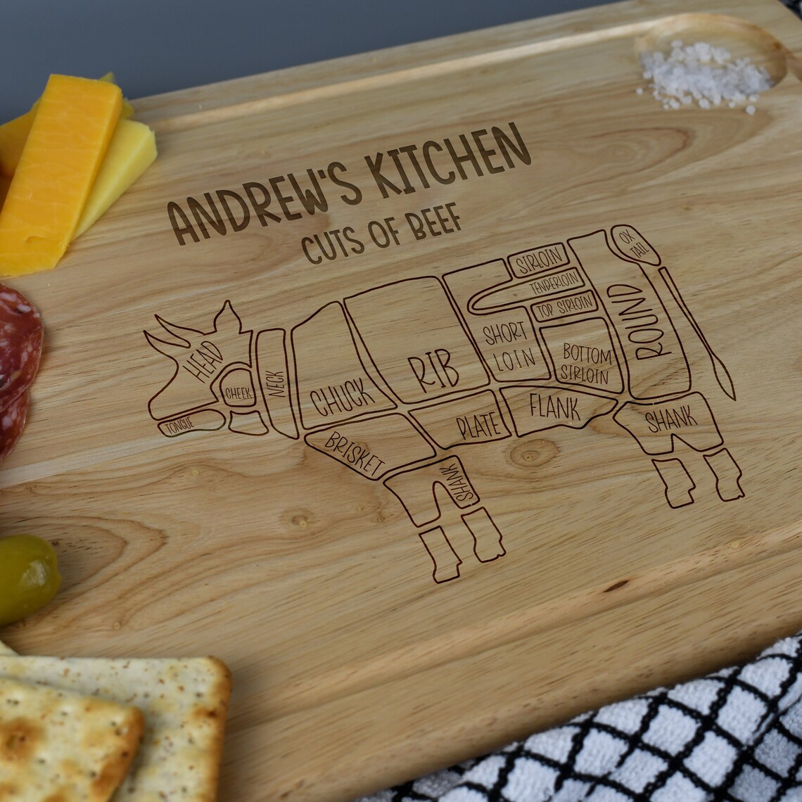 Personalised Cuts of Beef Large Wooden Meat Chopping Board 400x300mm ...