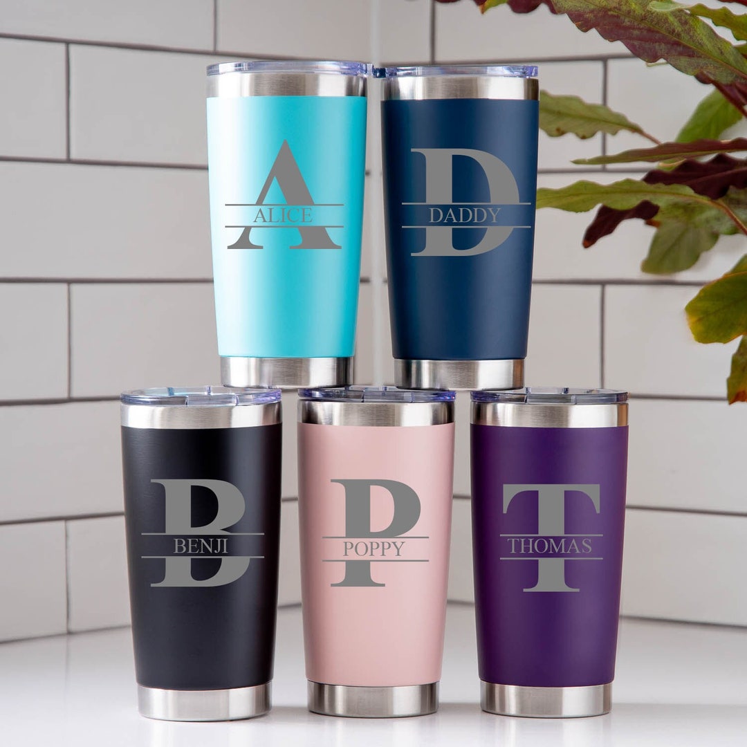 Personalised Initial and Name Insulated Travel Cup Mug Chilly Chillys ...