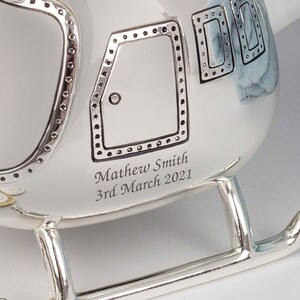 Personalised Silver Helicopter Piggy Money Box for Boys - Etsy UK