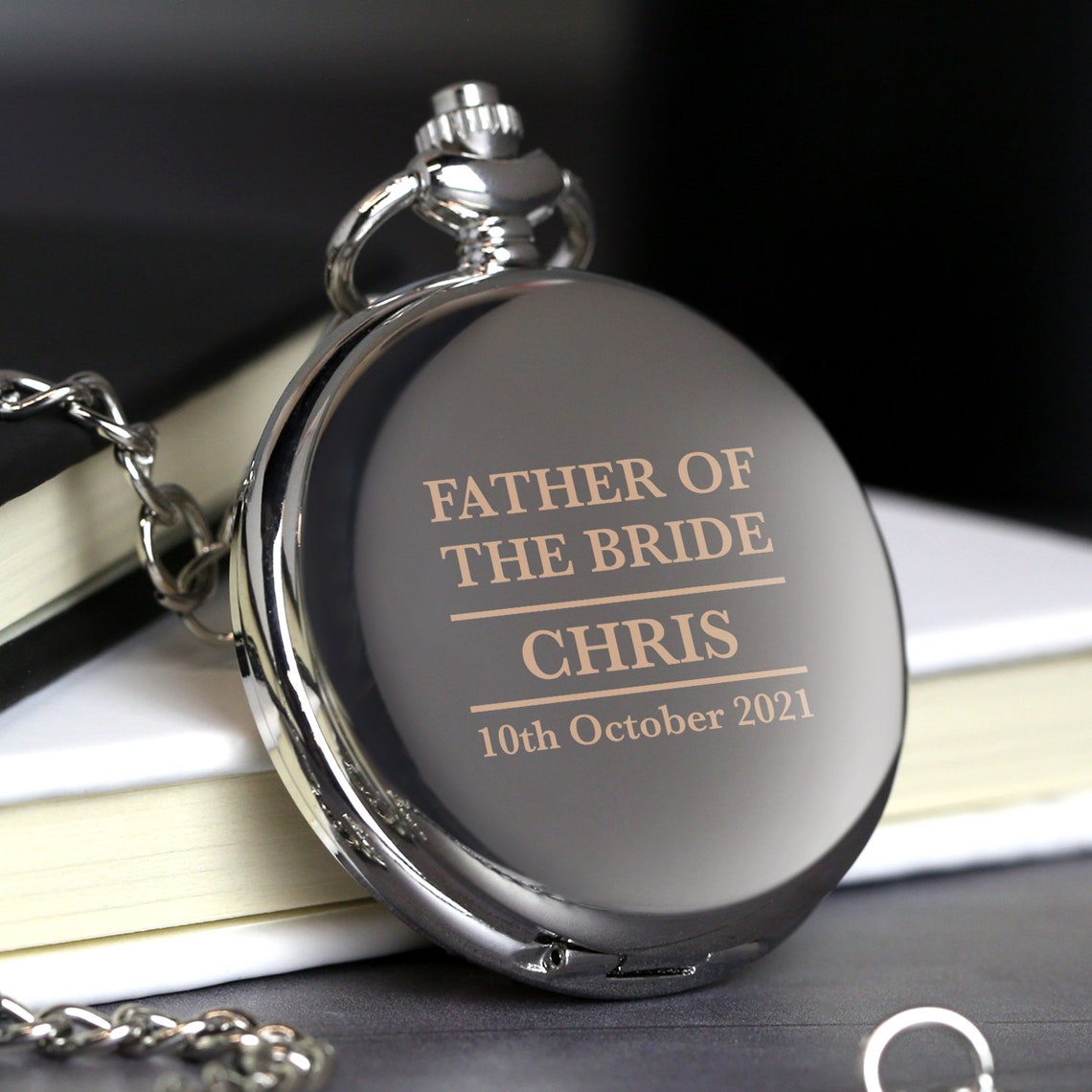Personalised Engraved Father of the Bride Silver Pocket Fob - Etsy UK