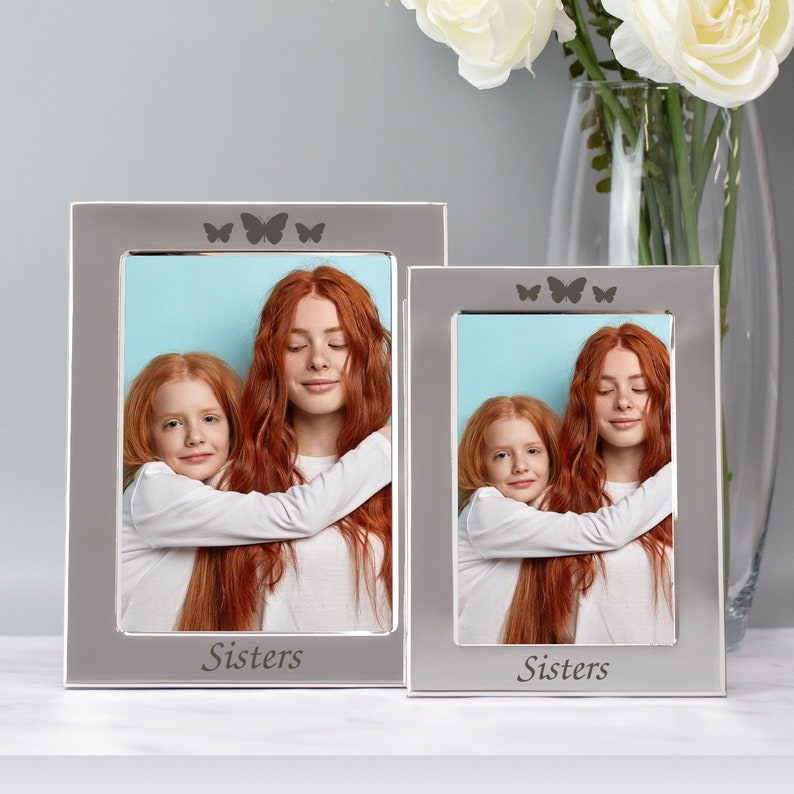 Personalised Sisters Butterfly Silver Photo Frame 5x7 Gift Ideas for ...