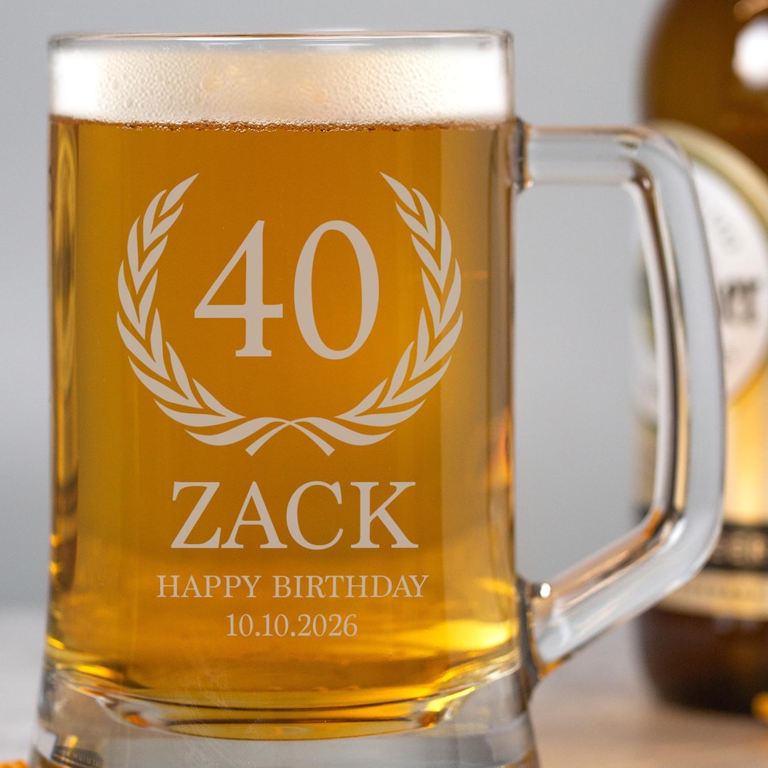 Personalised 40th Birthday Crest Beer Stern Glass Tankard Gifts Ideas ...