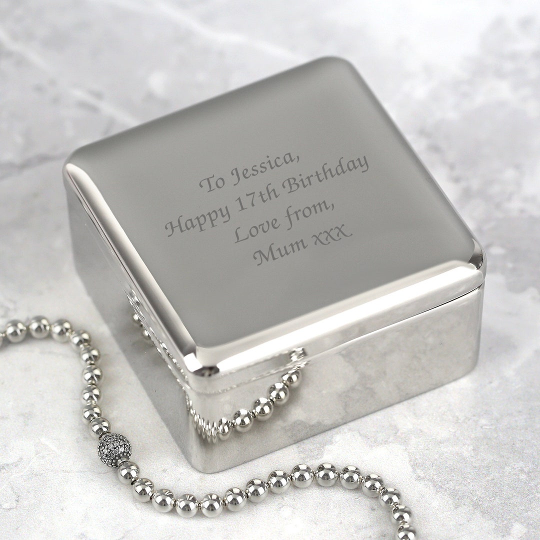 Personalised Any Message Square Trinket Box Gifts Ideas Presents for ...
