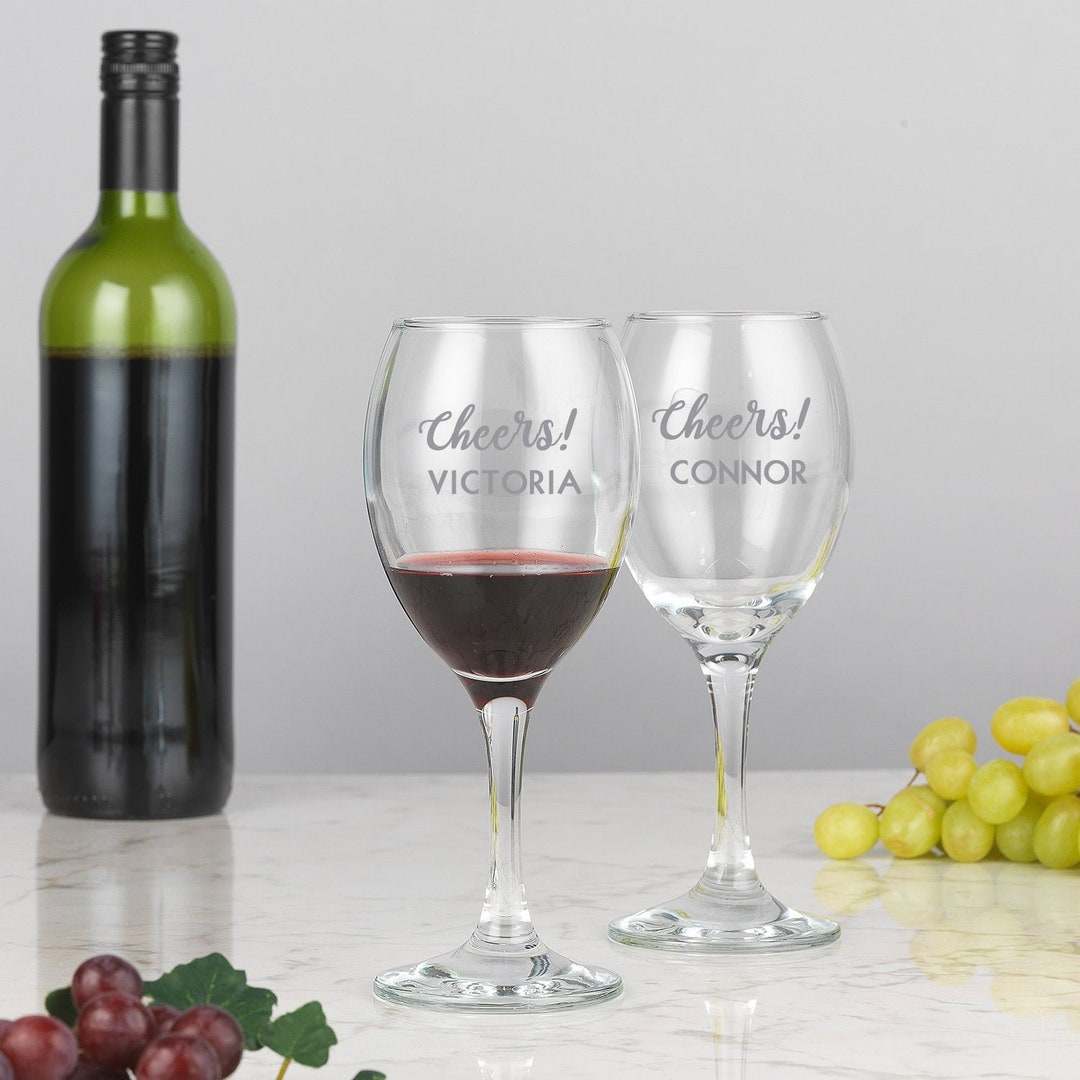 Personalised Cheers Wine Glasses Set Gift Ideas for Wedding Day ...