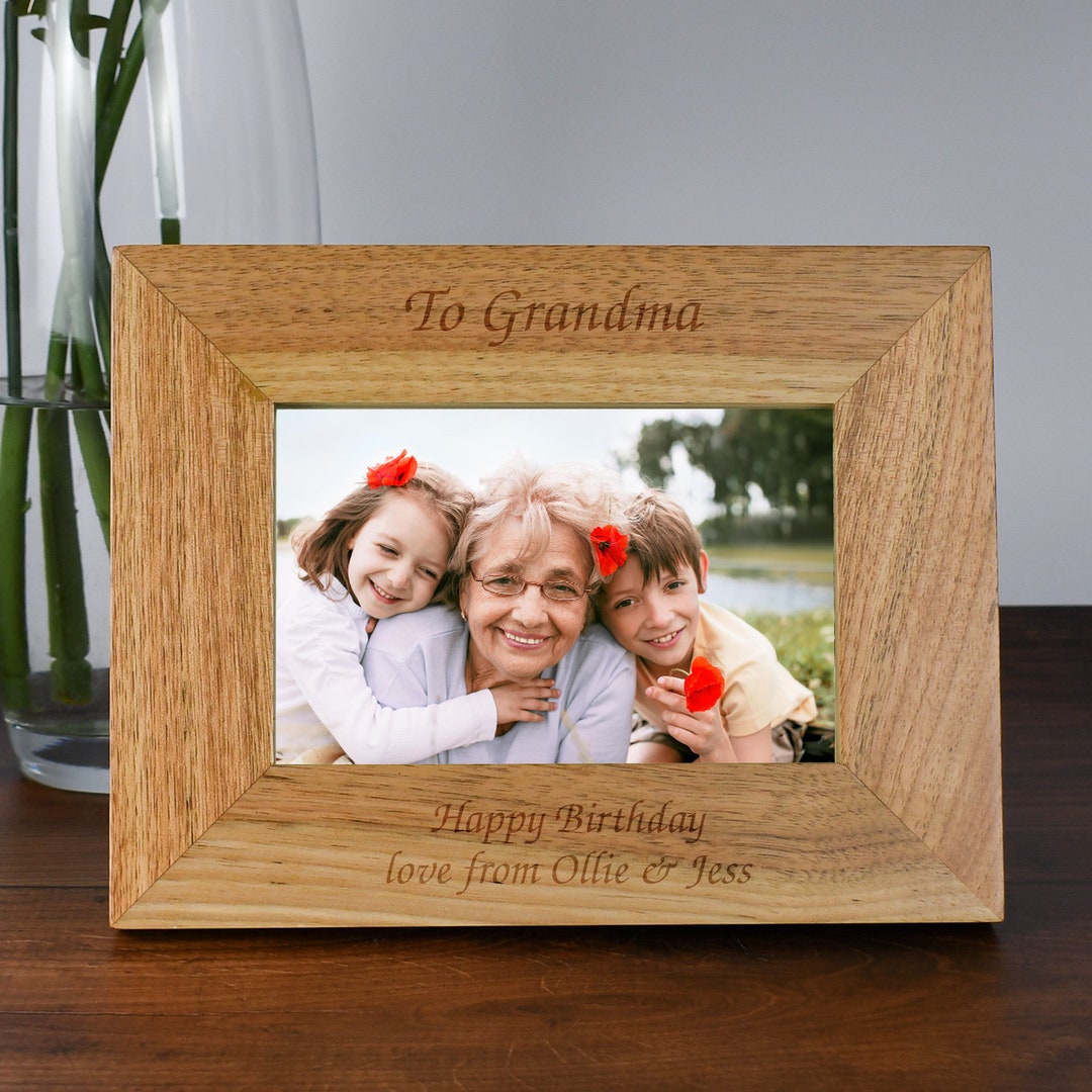 Personalised Any Message Wooden Photo Frame 6x5 7x5 Landscape Gifts ...