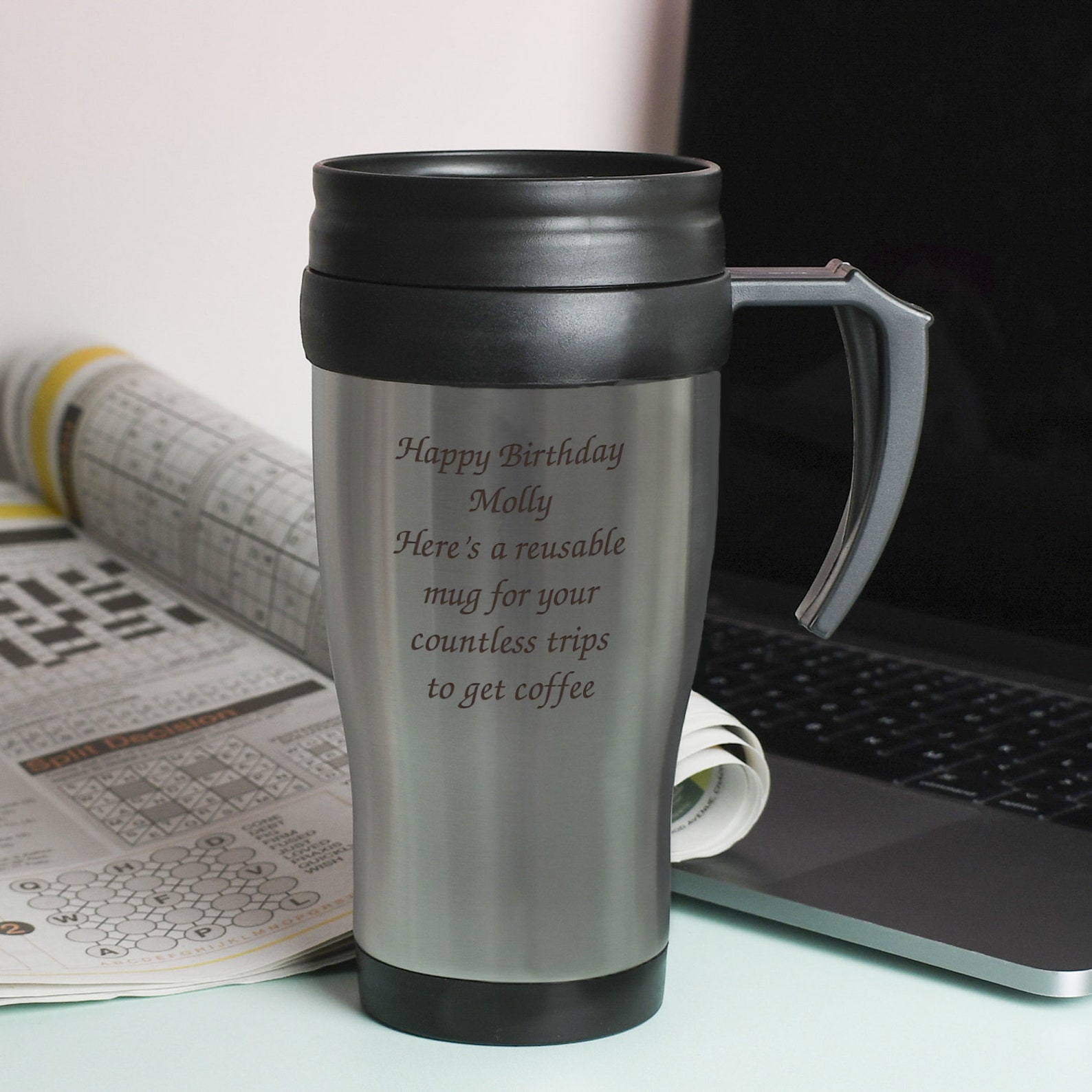 Personalised Stainless Steel Any Message Travel Mug Thermal - Etsy UK