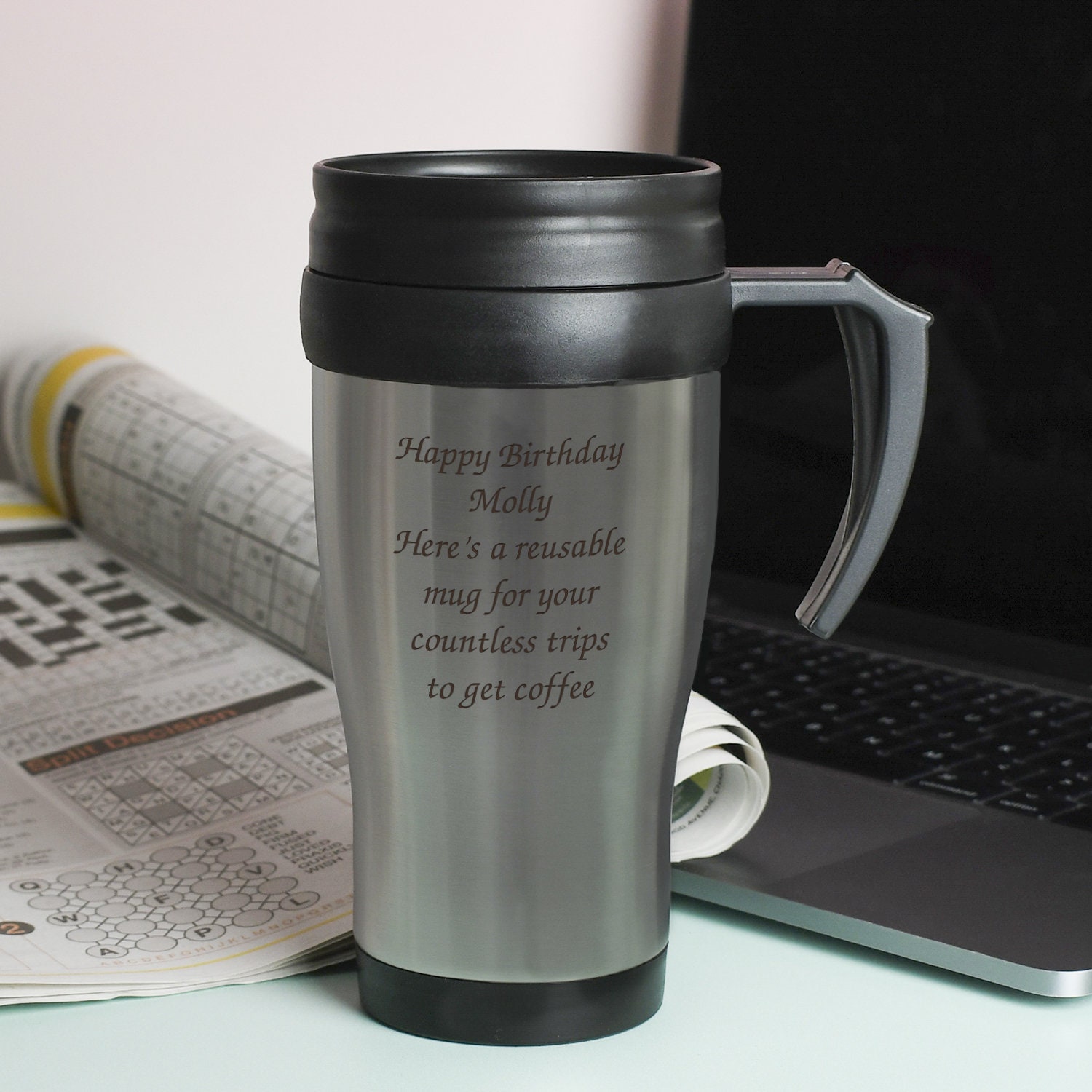 Personalised Stainless Steel Any Message Travel Mug Thermal - Etsy UK