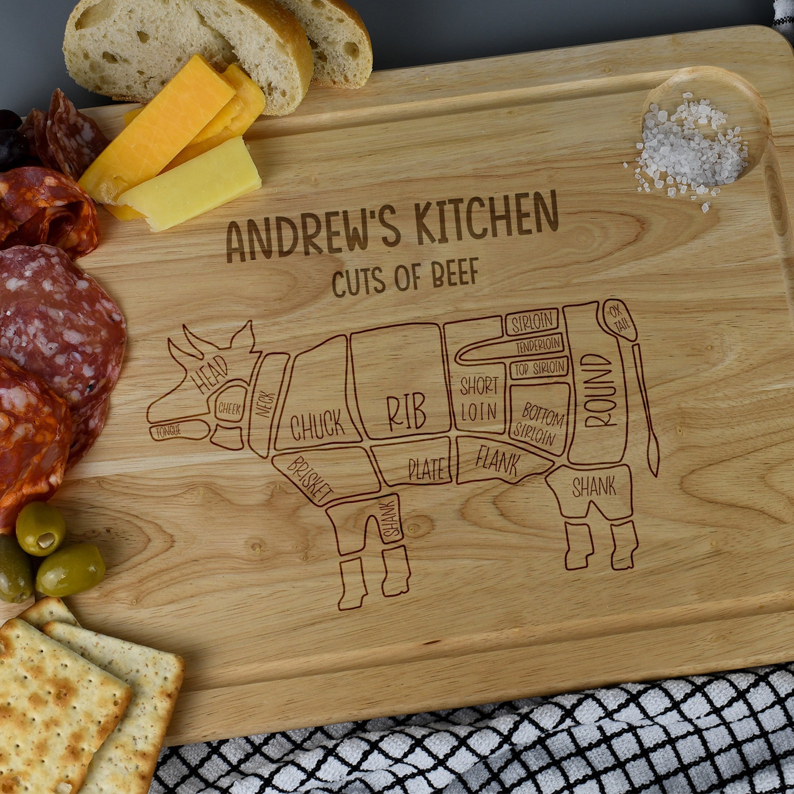 Personalised Cuts of Beef Large Wooden Meat Chopping Board 400x300mm ...
