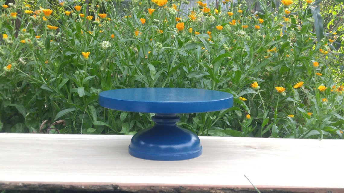 Gold cake stand 18 inch blue wedding cake stand gold cake | Etsy