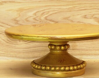 Wedding Gold Cake Stand Distressed Gold Stand Shabby White - Etsy