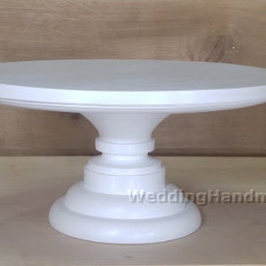 18 Inch White Cake Stands for Wedding Cake, Wood Pedestal, Wood Cake ...