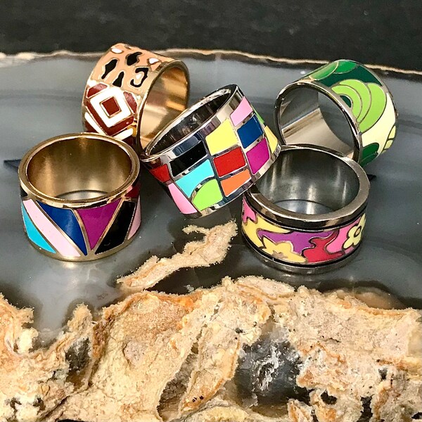 Enamel Band Ring - Etsy