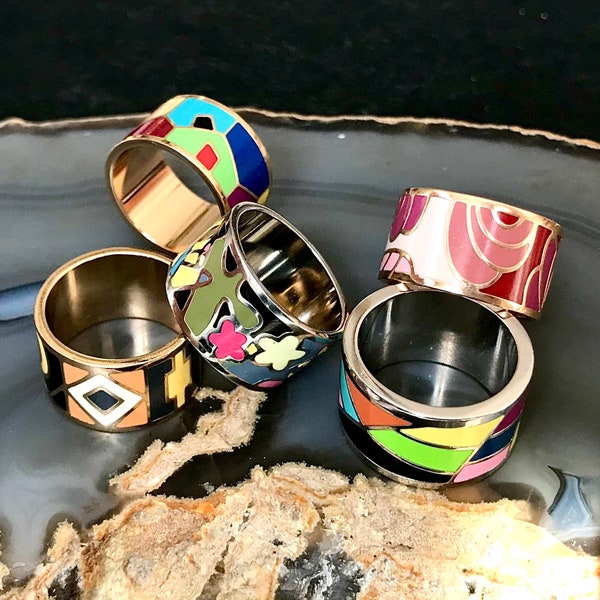 Enamel Ring - Etsy