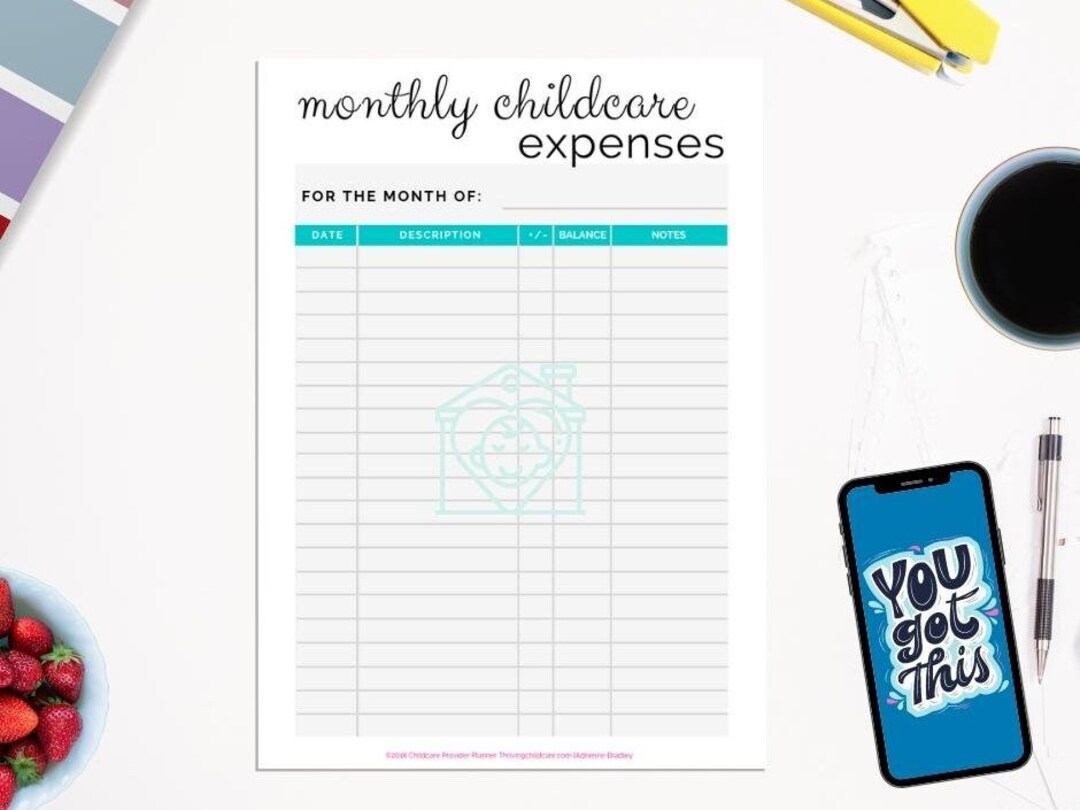 Monthly Daycare Childcare Expenses Tracker {INSTANT PRINTABLE DOWNLOAD ...