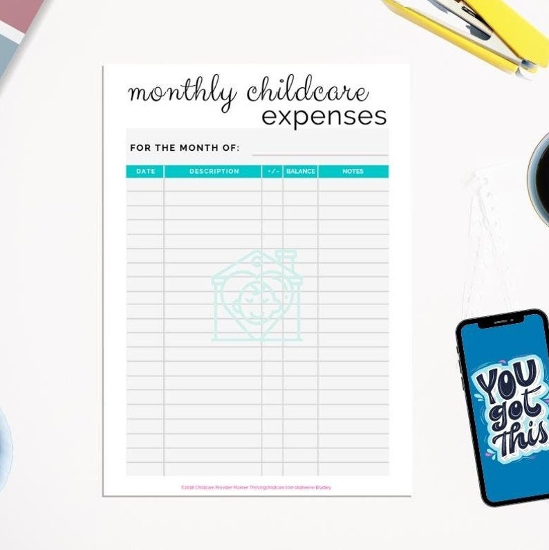 Monthly Daycare Childcare Expenses Tracker {INSTANT PRINTABLE DOWNLOAD ...