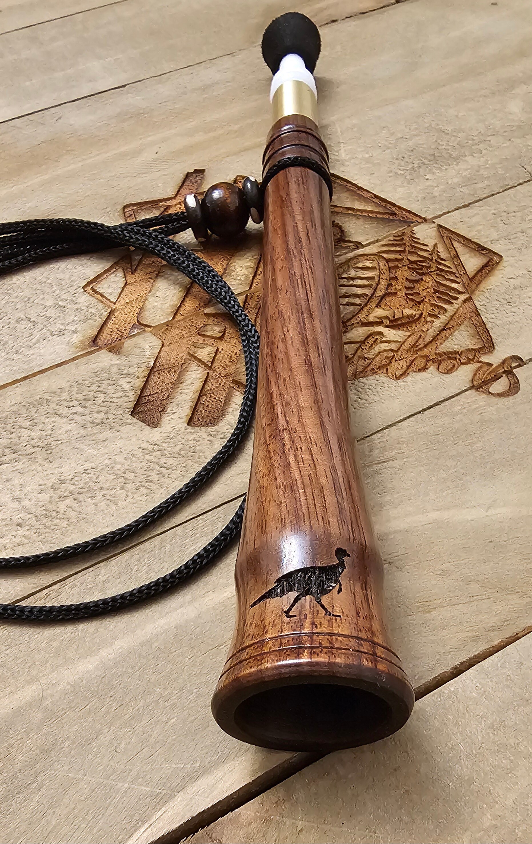 Custom Turned Black Walnut Turkey Trumpet . Laser in Graved. There is a ...