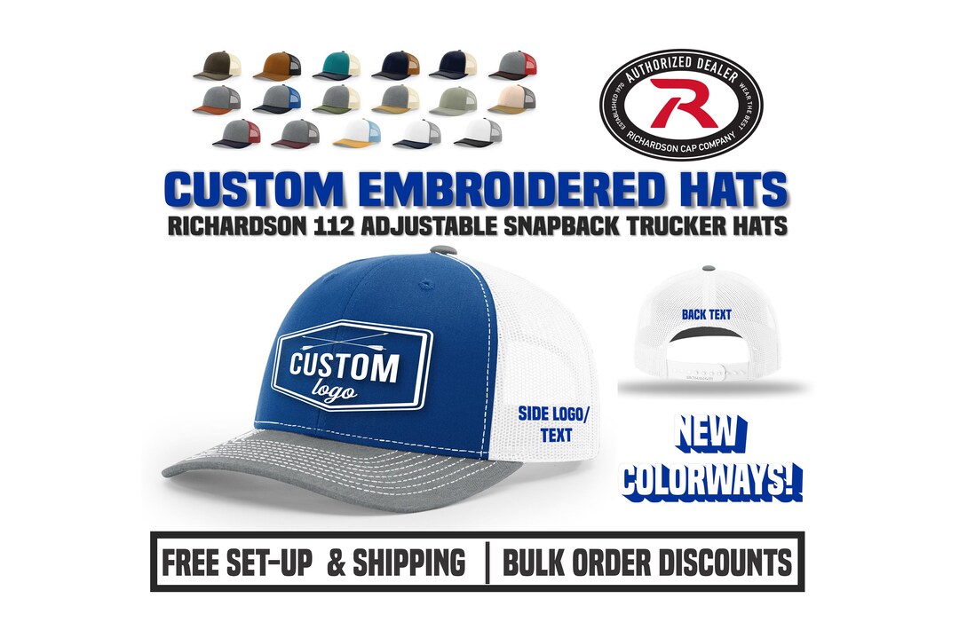 Richardson 112 Hats Custom Logo Embroidered Hats Design - Etsy