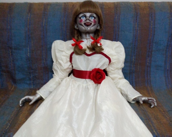 Annabelle Doll "replica Props Life Size 1:1 (grey Edition With Blue ...