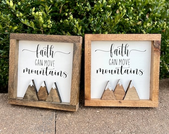 Faith Can Move Mountains Sign // Wooden Wall Decor // Inspirational ...