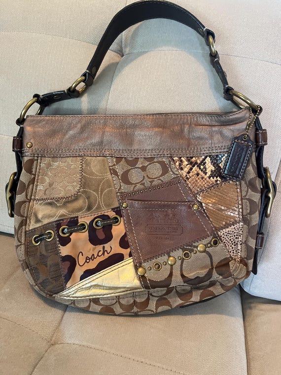 Vintage Brown with Metallic Coach with Classic Patchw… - Gem