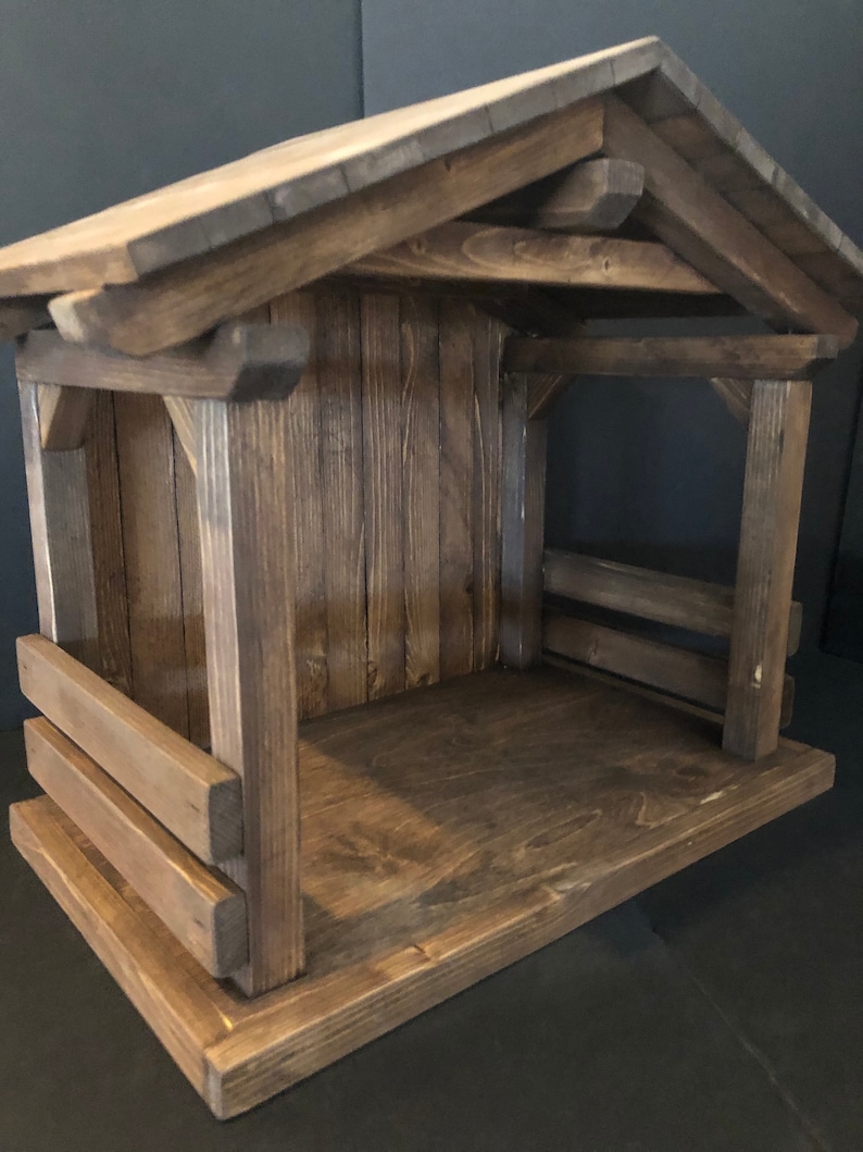 Ready to Ship, Deluxe Tall Solid Roof Wood Stable/crèche, Display ...