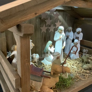 Ready to Ship, Solid Roof, Large Medium Walnut Nativity Stable/creche ...