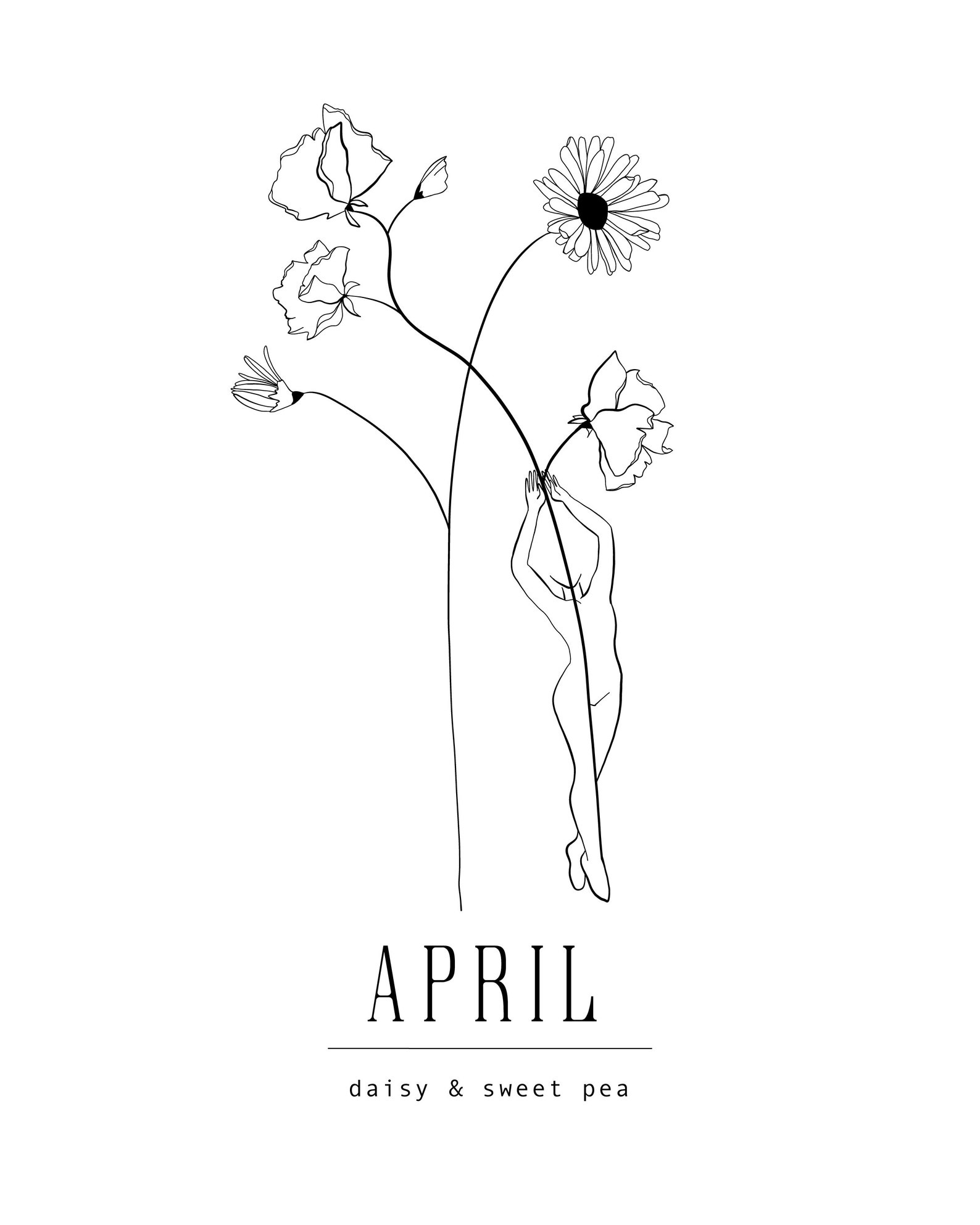 PRINTABLE Birth Month Flower for April 8x10 | Minimal Floral Line Art ...