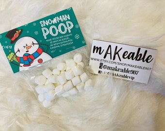 Snowman Poop Treat Bag Topper DIY Printable | Etsy