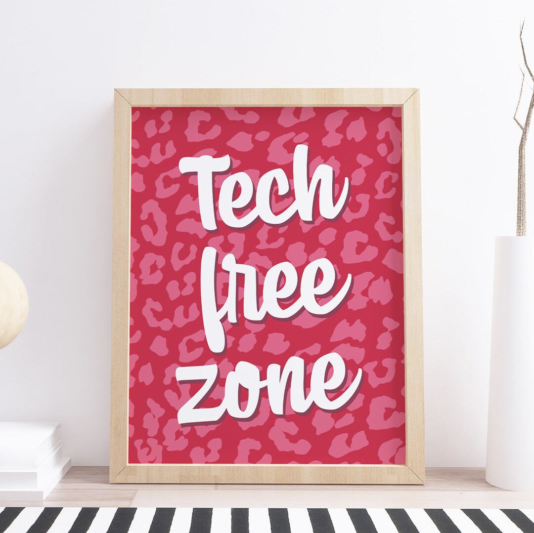 Tech Free Zone Typography Print, Type Print, Pink Print, Quote Print ...
