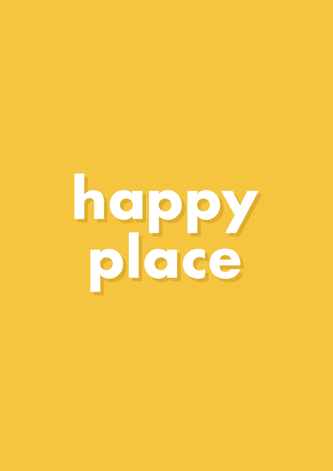 Happy Place Yellow Quote Typography Print | Colourful Print | Yellow ...