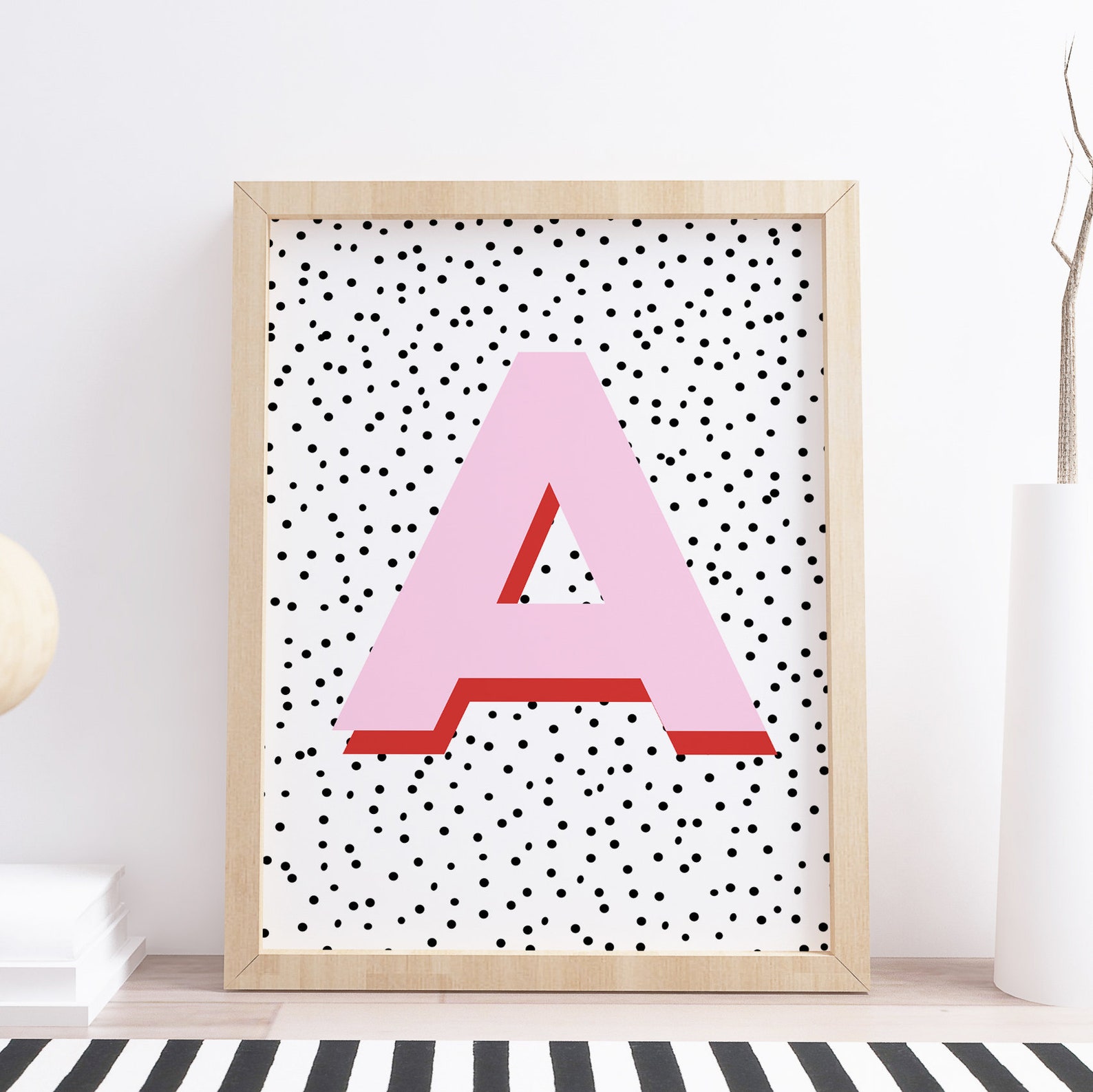 Personalised Initial Print Pink Nursery Wall Art - Etsy UK