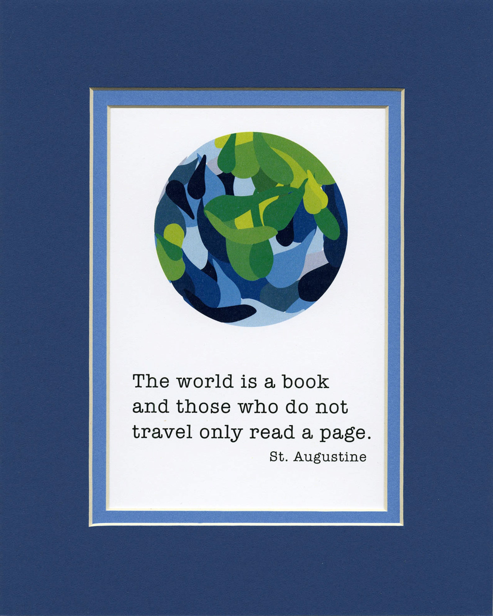 The World is a Book, 8x10 Matte Print, Inspirational Art, Saint Quote ...