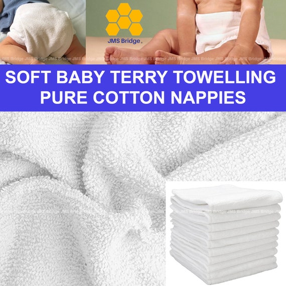 Baby Nappies Premium Quality Terry Towelling 100 Cotton Nappies Reusable Wipe Free Delivery Etsy