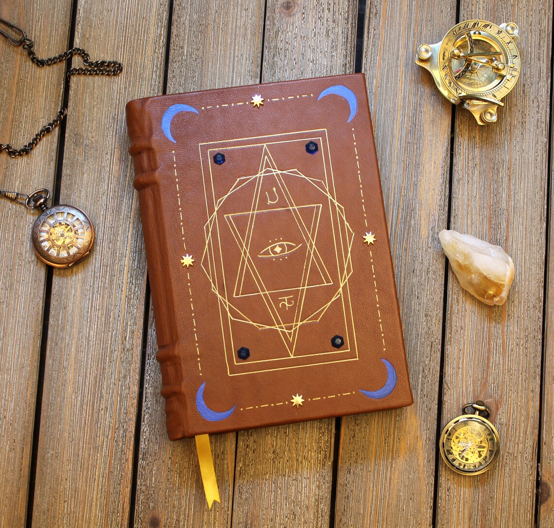 DnD Character Journal Leather Spellbook Celestial Grimoire | Etsy
