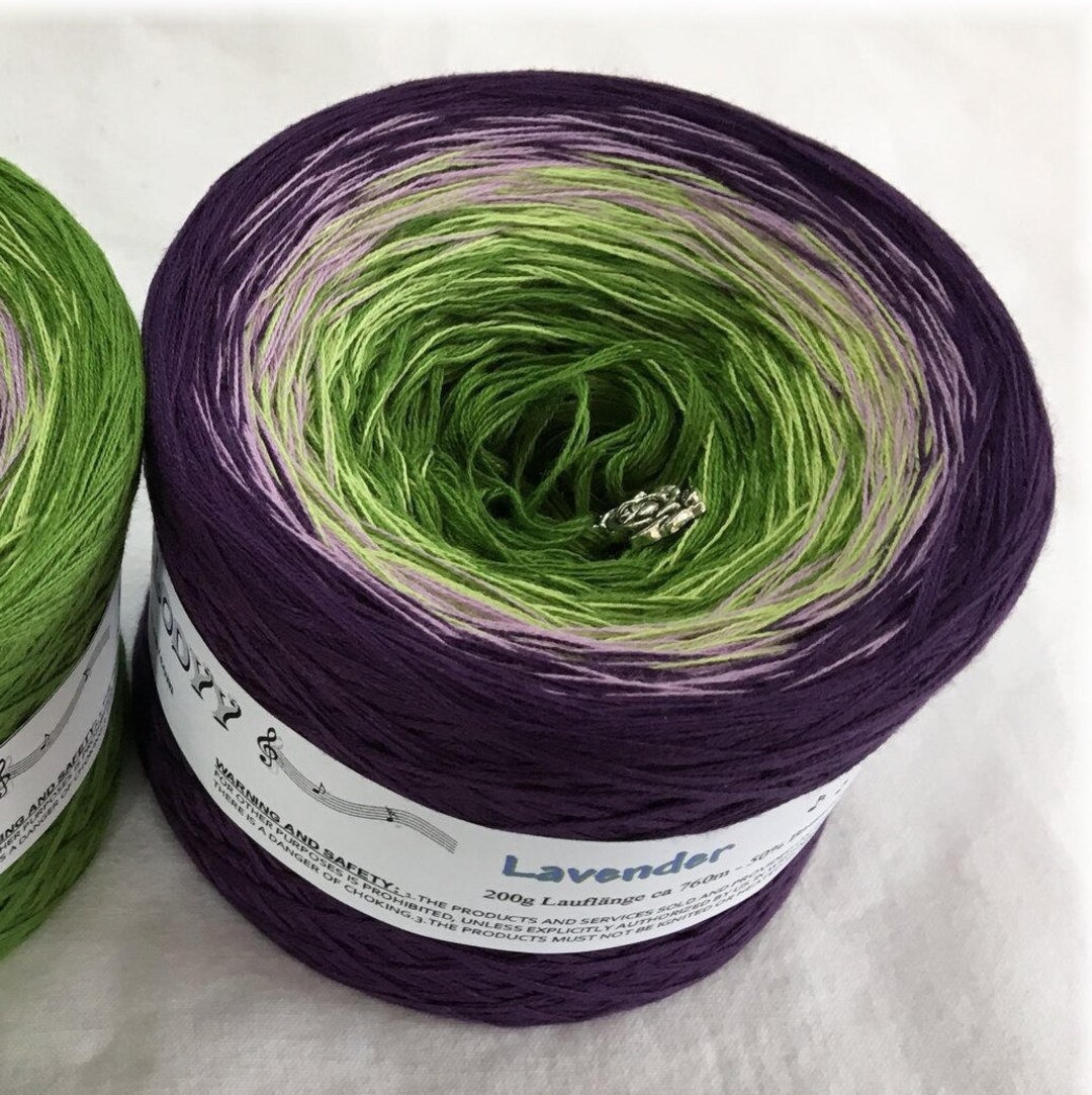 Lavender - Purple Yarn - Green Yarn - Gradient Yarn - Cotton Blend Yarn ...