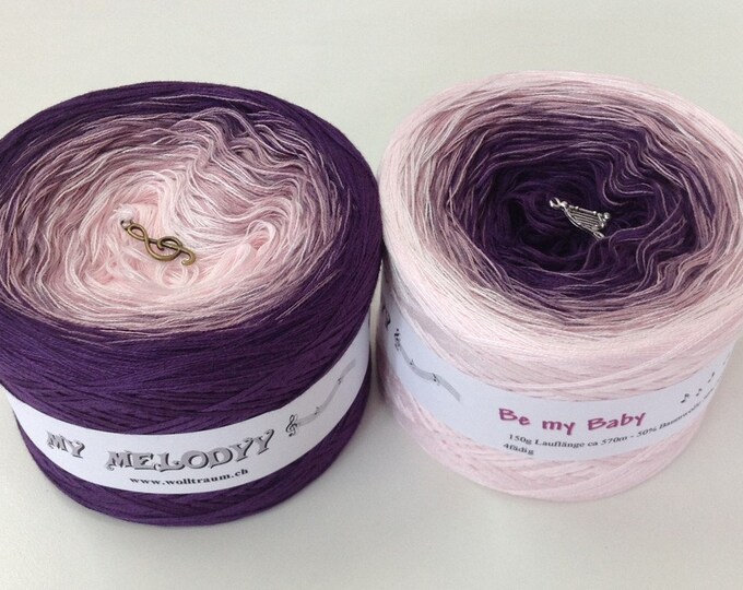 Be My Baby - Pink Cotton Yarn - Purple Cotton Yarn - Pastel Gradient ...