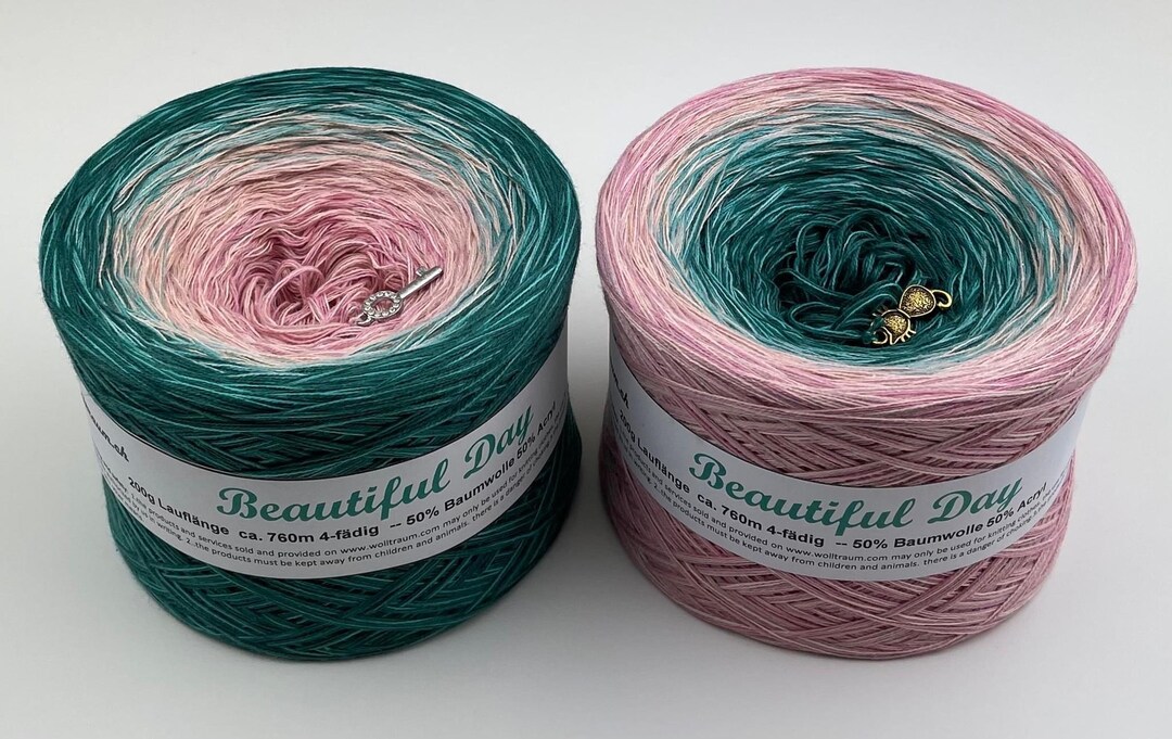 Beautiful Day - Pink and Green Gradient Yarn - Wolltraum Yarn - Ombre ...