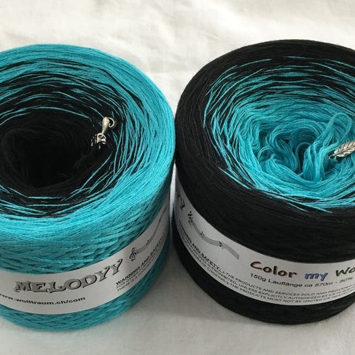 Color My World 22 Black and Blue Yarn Aqua Yarn Black | Etsy