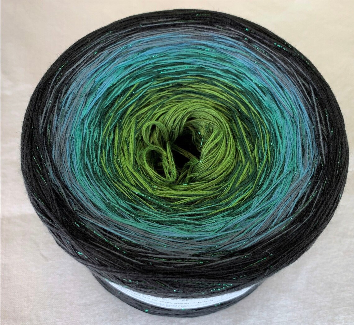 Jungle Green Glitter Yarn Dark Gradient Yarn Green Yarn | Etsy