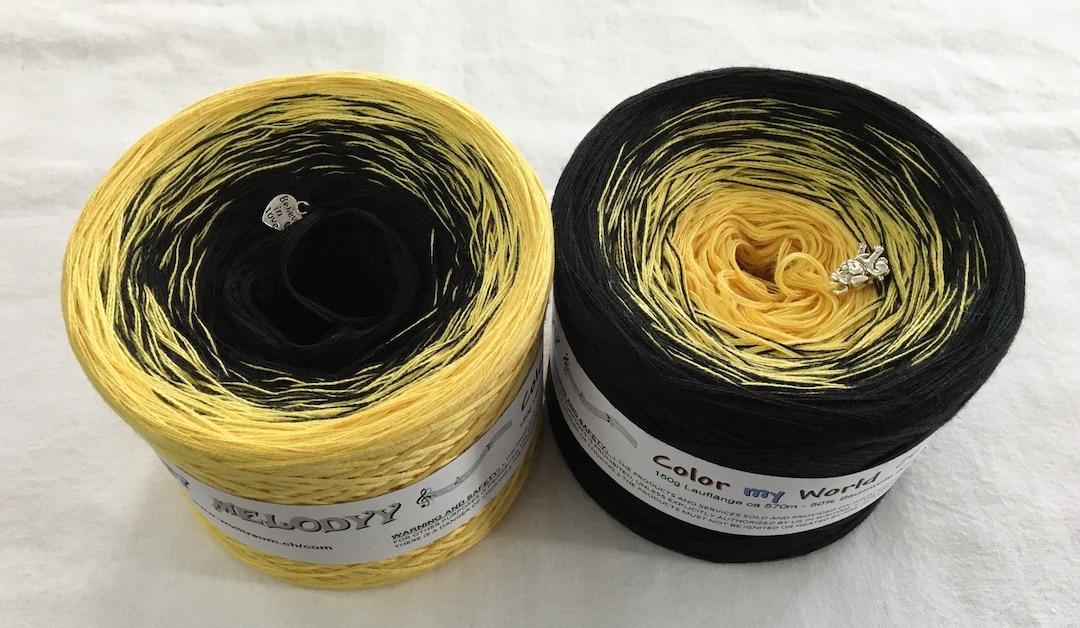 Color My World 24 - Black and Yellow Yarn - Wolltraum Yarn - Gradient ...