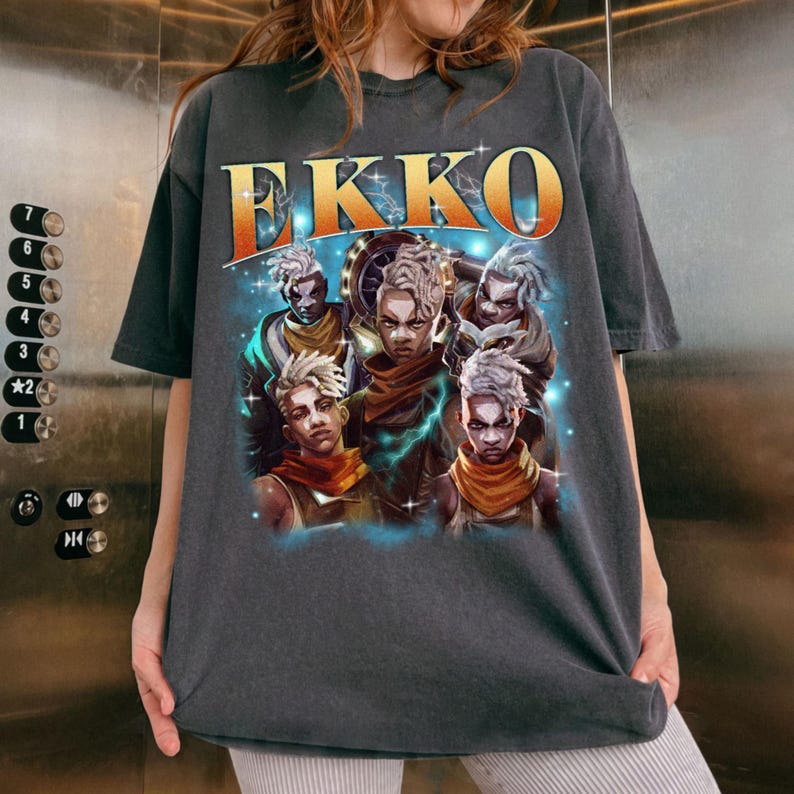 Ekko Arcane Bootleg Shirt Png, Vintage Streetwear League of Legends Png ...