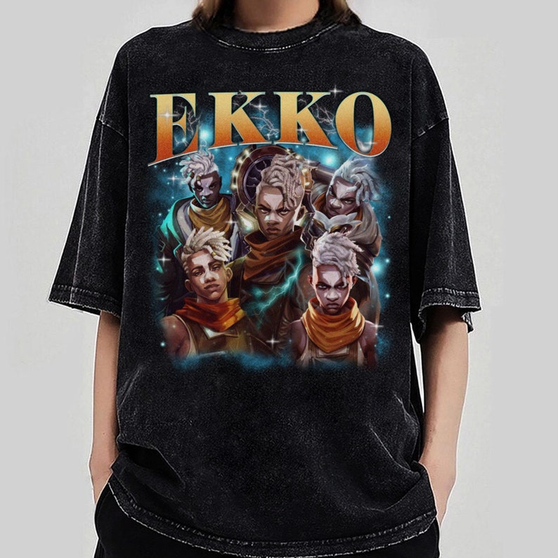 Ekko Arcane Bootleg Shirt Png, Vintage Streetwear League of Legends Png ...